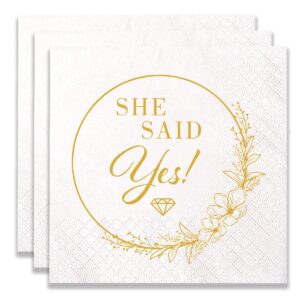 100 pack of she said yes disposable paper napkins for wedding party engagement bridal shower party table decorations