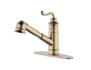 derengge brushed gold kitchen faucet,single handle kitchen sink faucet pull out sprayer kitchen sink faucet with deck plate, 1 hole or 3 hole installation,f-825-bg