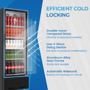 HIPOPLLER 8 Cu.Ft Commercial Display Refrigerator Glass Door Upright Merchandiser Fridge with LED Lightning, Beverage Cooler for Home Restaurant Office Grocery Stores, ETL Approved, Black