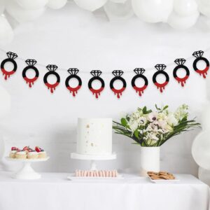 Halloween Diamond Ring Banner Blood Horror Ring Bride to Be Garland Engagement Bachelorette Party Spooky October Bridal Shower Wedding Decor Black