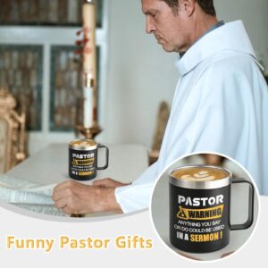 LiqCool Pastor Appreciation Gifts, Pastor Gifts for Men Women, Pastor Warning Insulated Coffee Mug -12 Oz, Funny Gifts for Pastor, Pastor Gifts for Christmas Birthday Anniversary(Black)