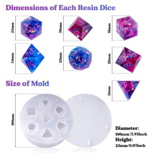 LET'S RESIN Dice Resin Molds Silicone, DND Dice Epoxy Resin Molds with 7 Standard Polyhedral Stereoscopic Dice Cavities, Silicone Molds for Epoxy Resin, DIY Dices Making, Table Board Game