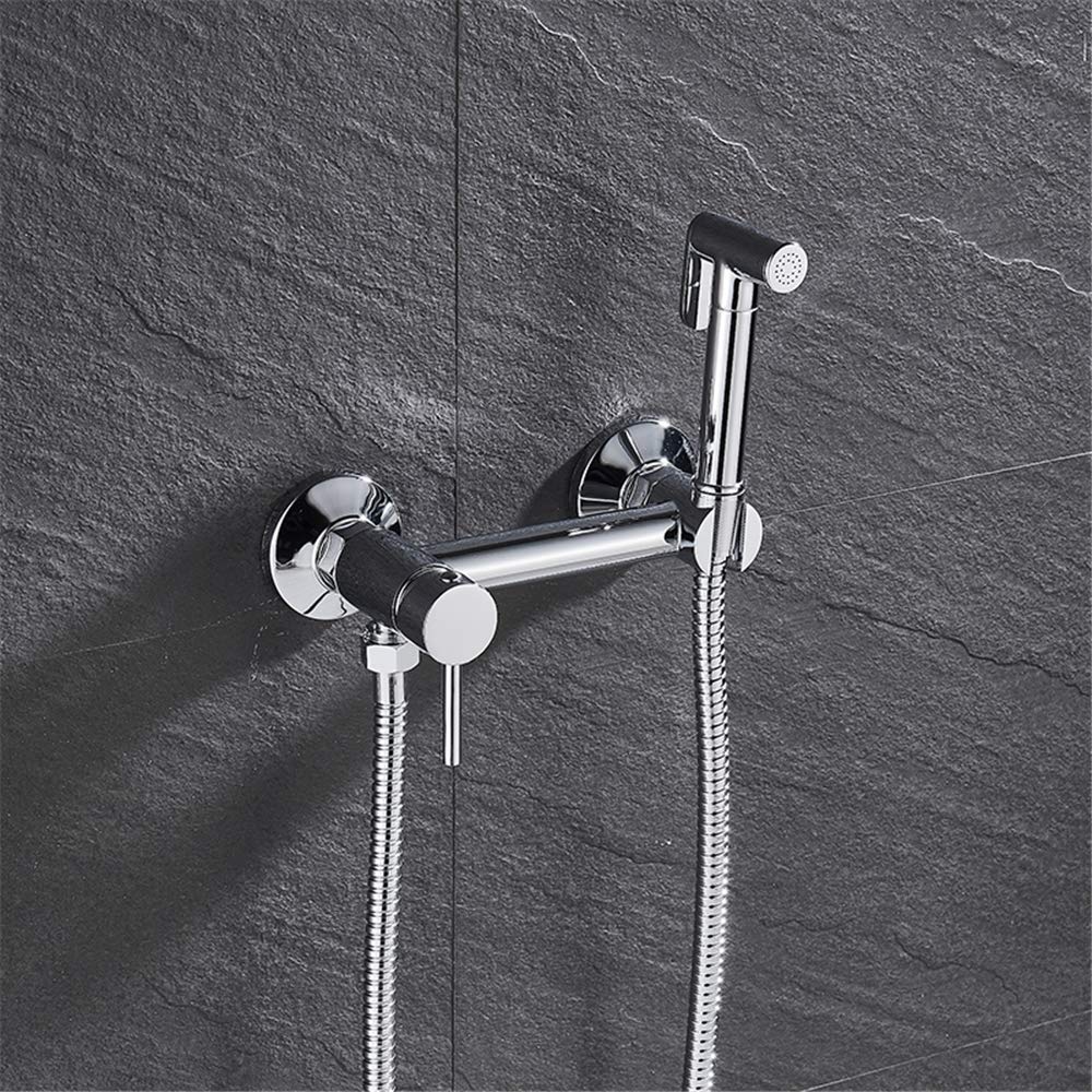 Faucet, Faucets,Water-Tap Bath Shower Systems Bidet Shower Faucet Brass Hygienic Shower Spray Airbrush Tap Hot Cold Mixer Toilet Spray Bidet Shower (Color : Chromeb)