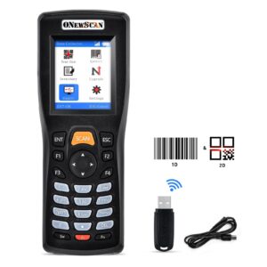 onewscan inventory scanner, wireless barcode scanner 1d&2d&pdf417 portable handheld qr barcode reader for collector data terminal inventory device with 2.2 inch tft color screen