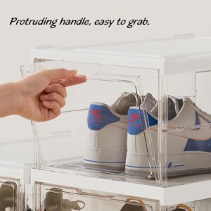 FUYUN Plastic Shoe Organizer - Stackable and Foldable 6-Tier Shoe Boxes for Closet, Clear and Space-Saving Sneaker Containers, No Assembly Required