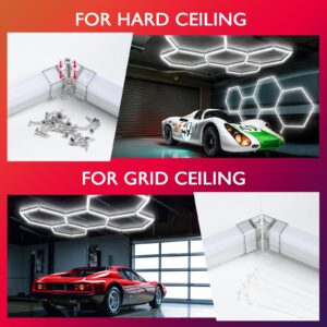 BRILLIHOOD LED Hexagon Garage Lights, 24 Pack Car Garage Light Tubes, 192W, 23040LM, 6500K Super Bright, 5 Grid Systems Car Detailing Ceiling LED Light for Garage Warehouse Workshop Basement Gym