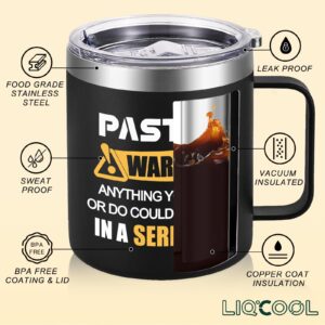 LiqCool Pastor Appreciation Gifts, Pastor Gifts for Men Women, Pastor Warning Insulated Coffee Mug -12 Oz, Funny Gifts for Pastor, Pastor Gifts for Christmas Birthday Anniversary(Black)