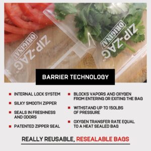 Zip Zag Bag Black (1/2 LB) 10x Large Zip Lock Bags (10.5" x 11") | Say Goodbye to Stale Herbs And Spices With Food Safe Zipper bags | Resealable, Reusable, Washable and Airtight Zipper Bags