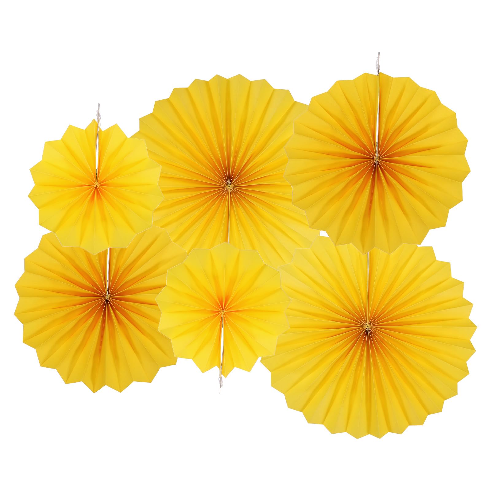 MECCANIXITY Hanging Paper Fans Party Set 12Pcs Round Pattern Hanging Paper Fans Decoration for Home Shop Wall Birthday Wedding Graduation Events(Yellow)