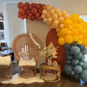 Beaumode Here Comes the Son Balloon Arch Garland Kit 149pcs for Retro Sun Baby Shower First Trip Around the Sun Sunshine Theme Birthday Kids Groovy Boho Party Backdrop Decoration (Slate Blue)