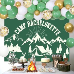 Camping Bachelorette Party Decorations, Retro Sage Green Balloon Garland Arch Kit Backdrop Sash, Camp Bridal Shower/Wedding/Engagement Party Decor Supplies