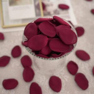 Karoro 300pcs Silk Rose Petals Burgundy Flower Petals for Wedding Flower Girl Basket Aisle Scatter Dinner Table Centerpieces Party Bridal Shower Romantic Night Decoration