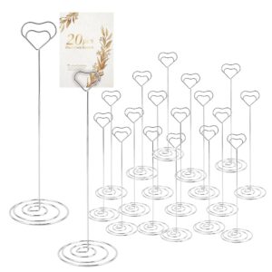 kejjnyer 20 pack wedding table number holder stands, 8.75 inch place card holder table card holder stand picture card holder for wedding, restaurant, birthday(silver)