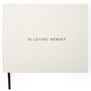 funeral guest book for memorial service sign in – guest book for funeral w/ black keepsake box - modern ivory linen hardcover memory book for celebration of life guest book with 540 entries