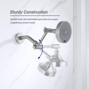 Senhozi Adjustable Shower Arm Extension, Brushed Nickel 4 Inch Shower Head Extension Arm to Lower or Raise Rain or Handheld Shower Head to Your Height & Angle, SE003BN