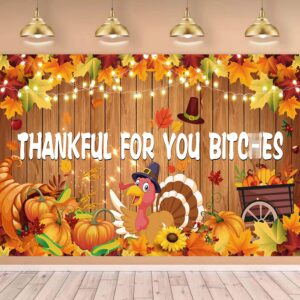 friendsgiving party decorations,large friendsgiving backdrop，thanksgiving decorations, thankful for you banner,autumn pumpkin decoration,fall thanksgiving friends party decorations