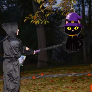 Aoriher Halloween Piñata Halloween Cat Piñata Spooky Halloween Party Supplies Black Cat Candy Filled Piñata with Stick Blindfold Set for Birthday Halloween Theme Party Decoration