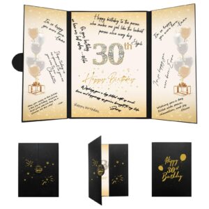 crenics 30th birthday decorations for her or him, creative 30th birthday guest book alternative, black and gold 30th birthday signature book 18 x 12 inch, great 30 birthday gifts for men or women