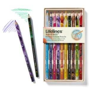 lifelines scented colored pencils, 10-pack classic palette - rub & sniff color pencil set infused with essential oil blends for arts & crafts, coloring books & school supplies