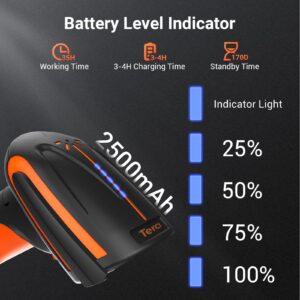 Tera Barcode Scanner Wireless 2D QR: Pro Version All New Battery Level Indicator 2500mAh Industrial Drop-Proof 1D 2D QR Bar Code Reader Works with Bluetooth 2.4G for Windows Mac Android iOS 8100Pro