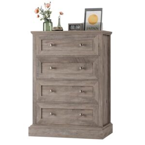 facbotall 4 drawer dresser, small dresser with 4 drawers, chest of drawers hallway living room, wash gray