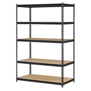 kcelarec 5-tier utility shelves, metal storage shelves garage shelving unit adjustable garage storage shelves storage racks heavy duty shed shelving (black)