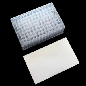 100 Sheet PCR Plate Sealing Film，96 Well Plate Transparent Self-Adhesive Film 83x133mm