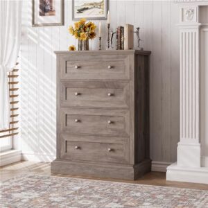 FACBOTALL 4 Drawer Dresser, Small Dresser with 4 Drawers, Chest of Drawers Hallway Living Room, Wash Gray