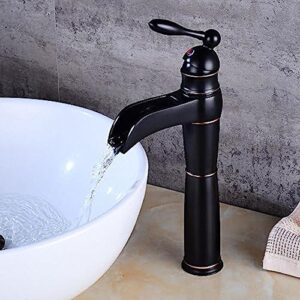 Kitchen & Bath Fixtures Taps Faucet,EuropUPC Black Ancient Faucet Above Counter Basin Hot and Cold Faucet Waterfall Bathroom Heightening Faucet