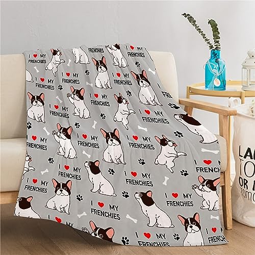 Lynnezilla French Bulldog Blanket - French Bulldog Gifts for Dog Lovers - Frenchie Decor for Couch Sofa Bed for All Seasons - Gifts for Frenchie Lovers - 40"x50" Frenchie Lover Gift for Boys Girls