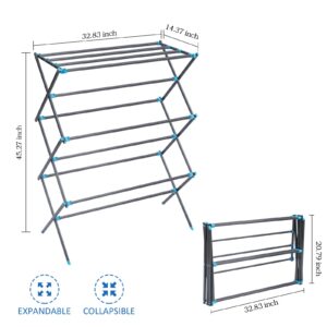 APEXCHASER Drying Rack Clothing, Metal Collapsible Clothes Drying Rack for Clothes, Towel, Oversize, Indoor/Outdoor/Laundry Room, Graphite