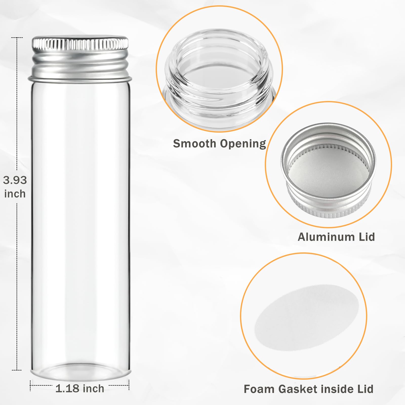 TUZAZO 12 PCS 50 ml / 1.7 oz Glass Spice Jars, Transparent Spice Containers with Aluminum Lids, Small Travel Seasoning Storage Bottles for Home Kitchen, Outdoor Camping, Gardening