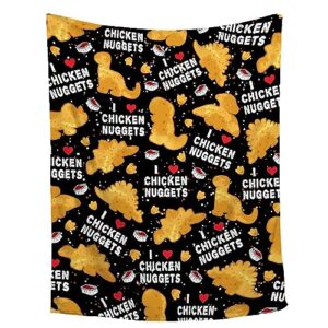 chicken nuggets blanket - ultra soft dino nugget flannel blanket for kids - funny food blanket home decor for bed couch living room - novelty gift for boys girls,40"x50" for kids