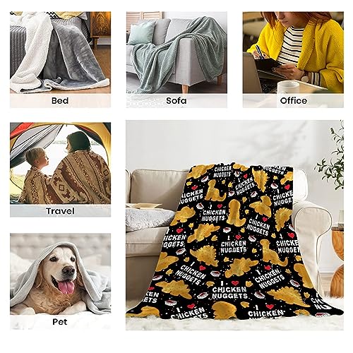 Chicken Nuggets Blanket - Ultra Soft Dino Nugget Flannel Blanket for Kids - Funny Food Blanket Home Decor for Bed Couch Living Room - Novelty Gift for Boys Girls,40"x50" for Kids