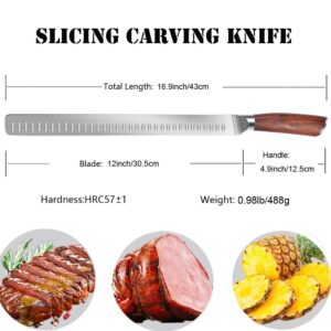 Astylway Slicing Carving Knife 12 inch Brisket Knife Outdoor Meat Cleaver Kitchen Knife Chef Knives Multipurpose Grilling Camping Cooking Knife BBQ Tool