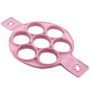 biopronext silicone non stick pancake maker - 7 circles mini pancake mold - silicone pancake mold - silicone egg rings for griddle with handles - pancake molds for griddle frying eggs - pink