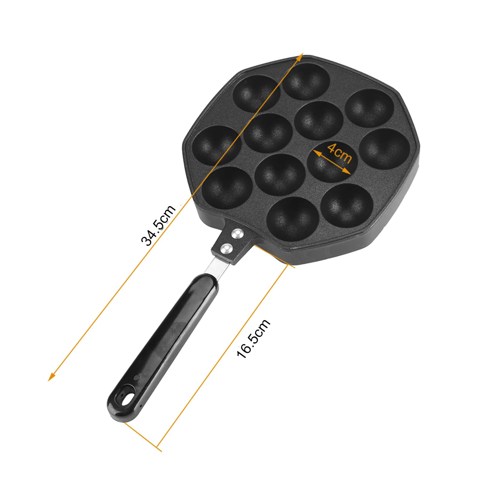 Mini Pancake Pan, Cast Iron Aebleskiver Pan with 12 Cavities Aluminum Ebelskiver Pan Griddle Half Sphere Takoyaki Maker for Pancake Maker, Danish Stuffed, Baking Cooking