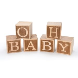 oh baby sign little blocks (wooden/small2.0") for baby shower party table centerpiece decoration, gender reveal letters guestbook keepsake