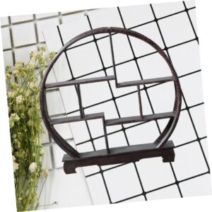 CAXUSD Solid Display Stand Antique Rosewood Shelf Shape Crafts Organizer Without Ornaments for Home Office Decor