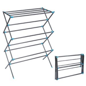 apexchaser drying rack clothing, metal collapsible clothes drying rack for clothes, towel, oversize, indoor/outdoor/laundry room, graphite