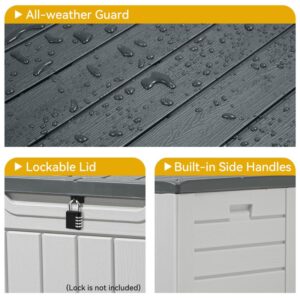 DWVO XL 160 Gallon Large Deck Box, Waterproof Outdoor Storage Box for Patio Furniture Cushions, Garden Tools and Pool Supplies,Weather Resistant Resin, Lockable, Light Grey