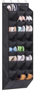 aooda 24 pairs over the door shoe organizer for closet, deep pockets large hanging shoe rack for door, 8-tier shoe holder hanger shoe storage organizer, black