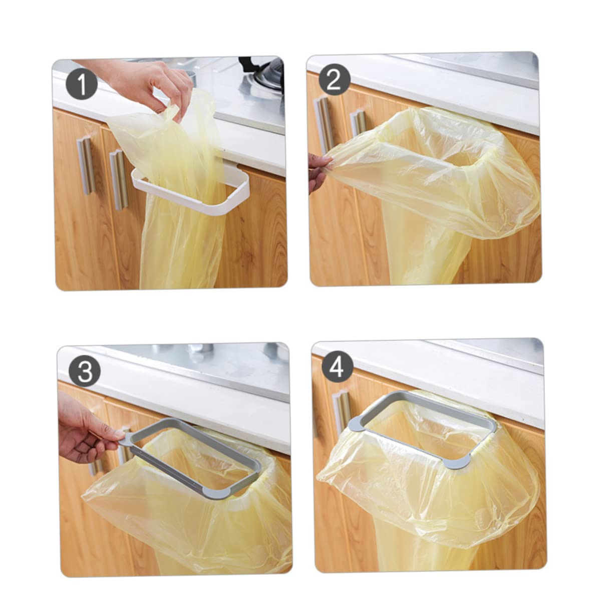 BUGUUYO Hanging Trash Holder Grey Garbage Rack for Kitchen Door Hanger Organizer for Efficient Waste Disposal Space Saving Design