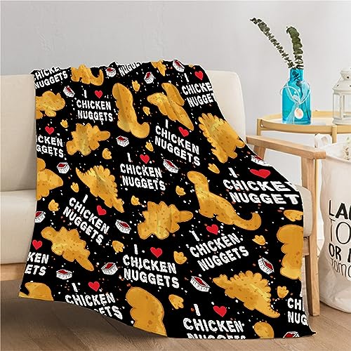 Chicken Nuggets Blanket - Ultra Soft Dino Nugget Flannel Blanket for Kids - Funny Food Blanket Home Decor for Bed Couch Living Room - Novelty Gift for Boys Girls,40"x50" for Kids