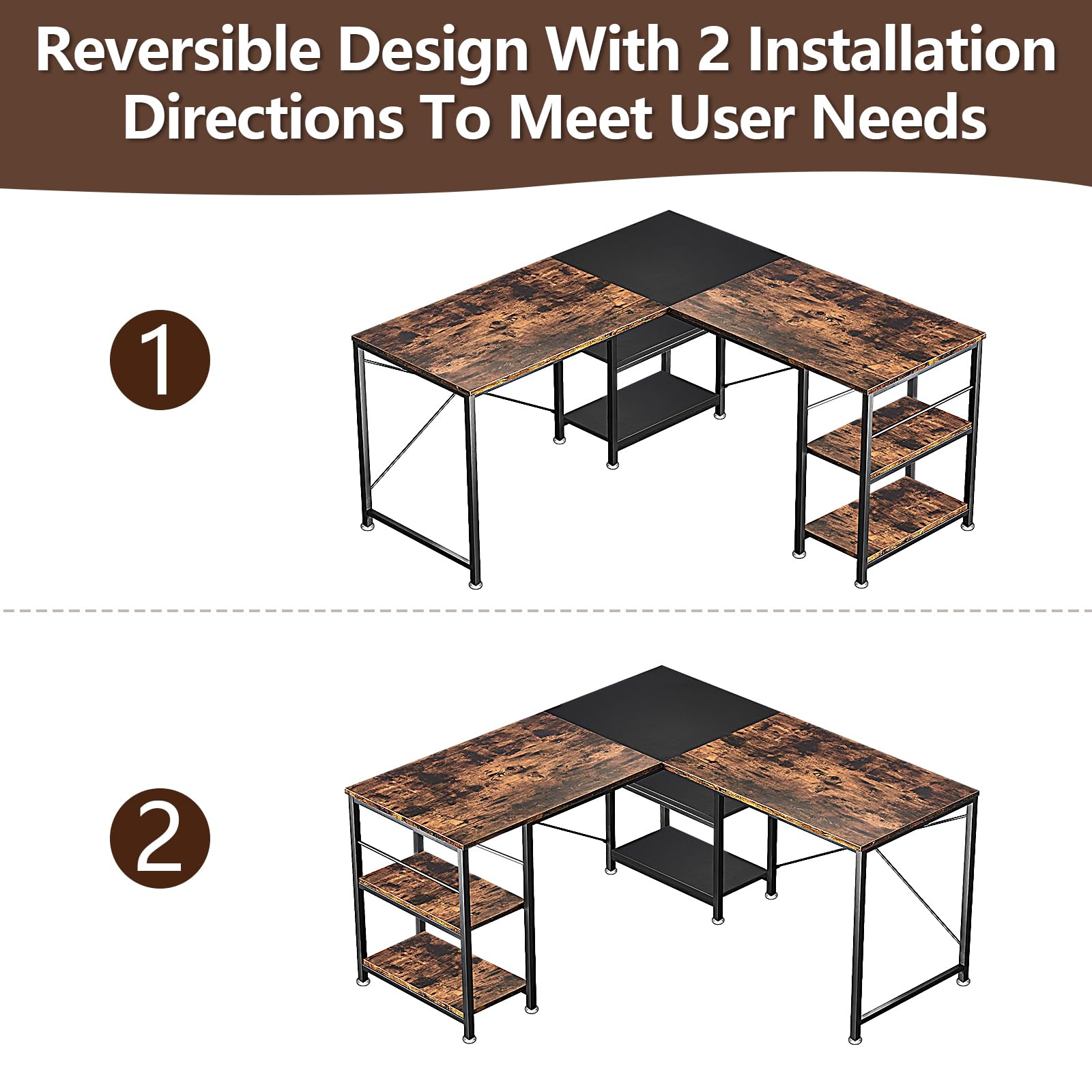 LODREKE LShaped Desk Computer Desk, Double-Sided Computer Corner Table, Space-Saving Workstation, Modern Computer Gaming Desk, 23.6Wide Borderless Frame59”D x 59”W x 29.9”H