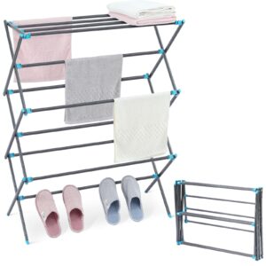 APEXCHASER Drying Rack Clothing, Metal Collapsible Clothes Drying Rack for Clothes, Towel, Oversize, Indoor/Outdoor/Laundry Room, Graphite