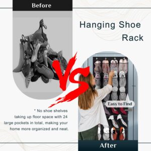 HNIUXX Over the Door Shoe Organizer 24 Extra Large Pockets Hanging Shoe Rack Holder for Closet Storage Hanging Shoe Organizer