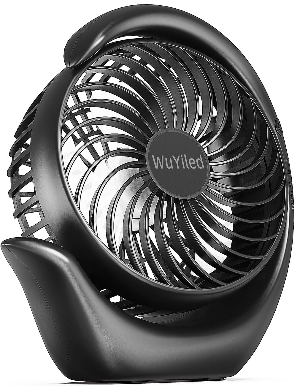 WUYILED Small Rechargeable Fan, Portable Usb or Battery Fan, 3600mah Small Desk Fan, 8-24Hours Working, 3 Speed & Keep Quiet, 3.28Ft Charging Cord(Black)