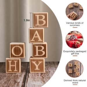 OH BABY Sign Little Blocks (Wooden/Small2.0") for Baby Shower Party Table Centerpiece Decoration, Gender Reveal Letters Guestbook Keepsake