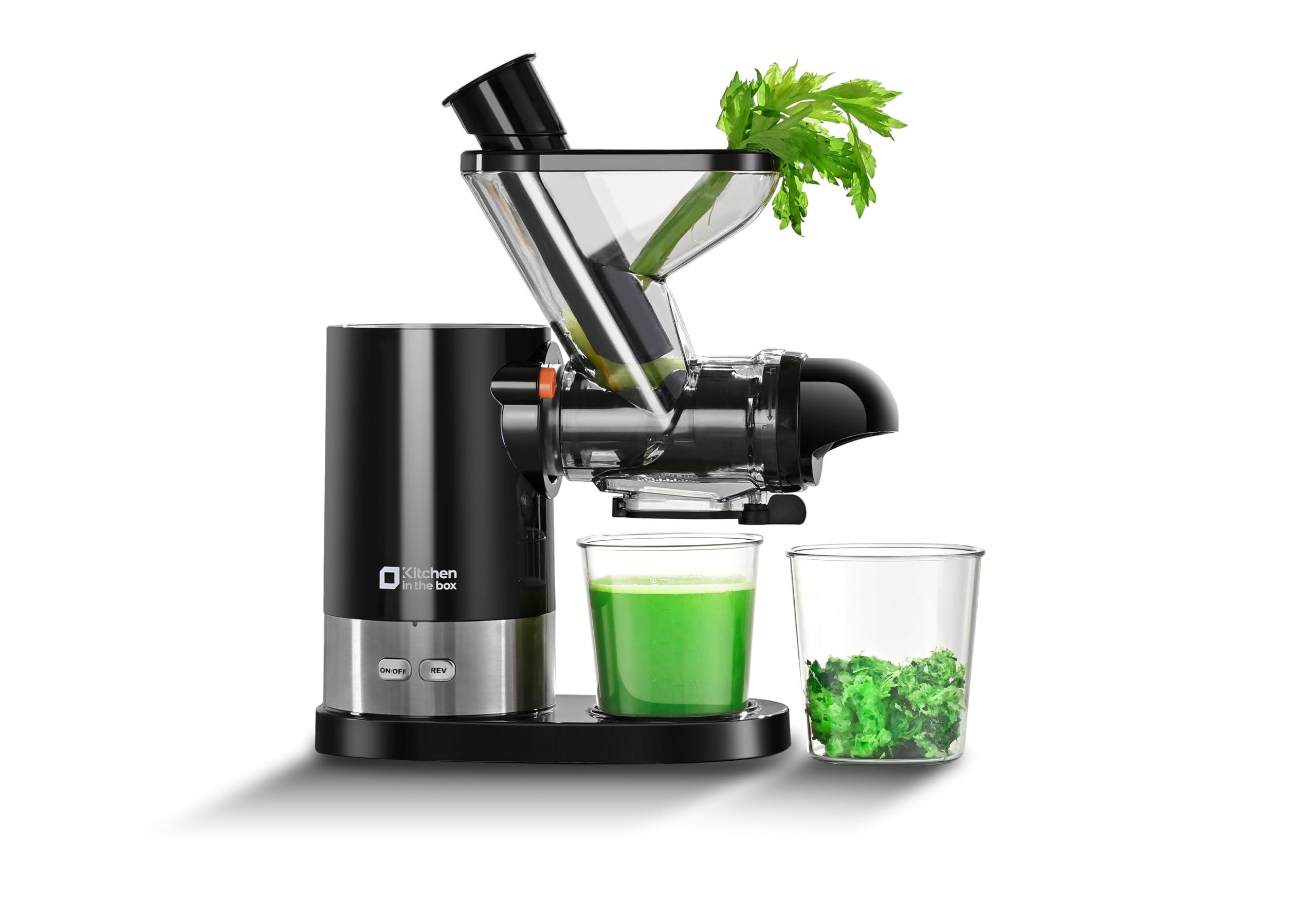 Kitchen in the box Juicer Machines, Small Cold Press Juicer for Single Serve, Slow Masticating Juicer Machine Vegetable and Fruit for Everyday Use, Quiet DC Motor, BPA-Free (Black)